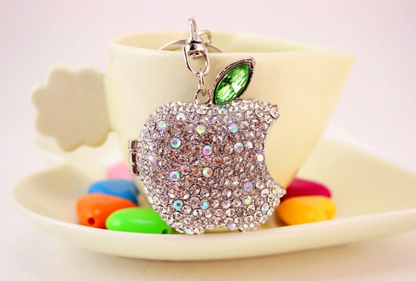 Crystal Diamante Rhinestone Apple Fruit Shaped Bag Charm Handbag ...